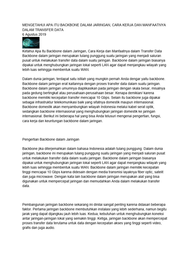 Apa Itu - Backbone Dalam Jaringan, Cara Kerja Dan Manfaatnya Dalam ...