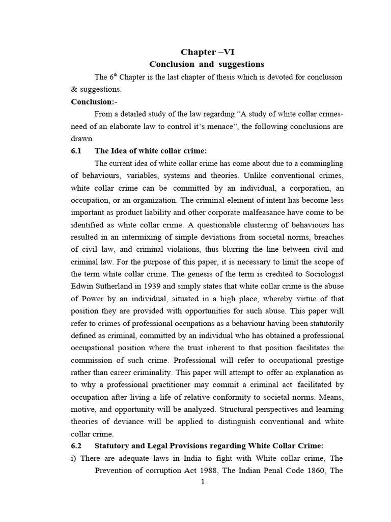 Conclusion on White Collar Crime Laws | PDF | Crimes | Crime & Violence
