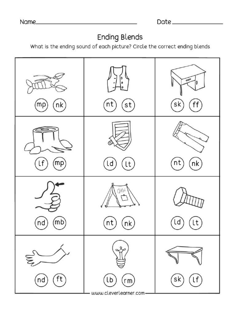 ending-consonant-blends-kindergarten-activity-printables_1k | PDF