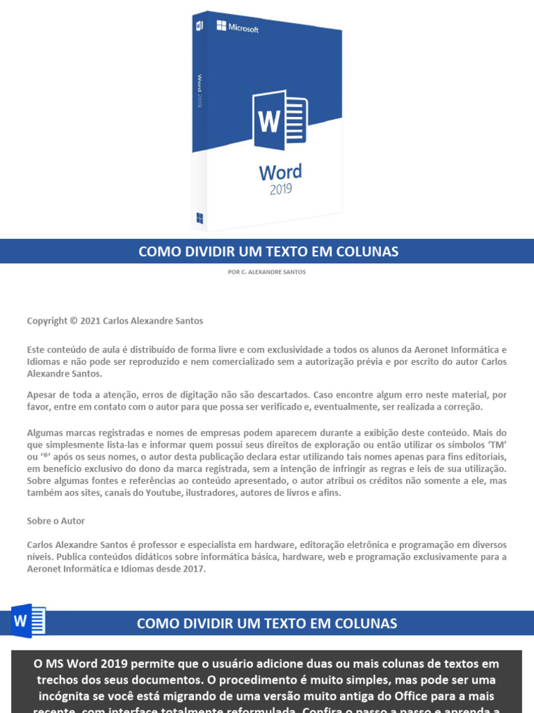 02 - Como Dividir Um Texto em Colunas | PDF | Autor | YouTube