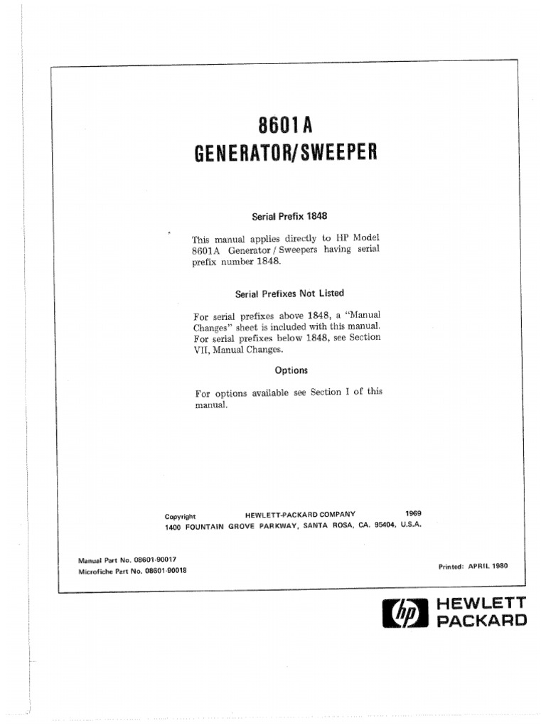 HP 8601A Operations Manual | PDF