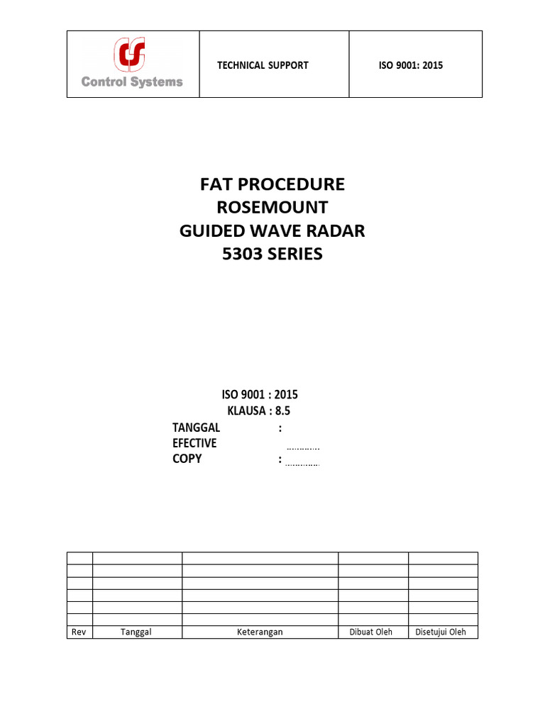 FAT Procedure Rosemount 5302 (Visual Check Power On) | PDF | Power Supply | Iso 9000