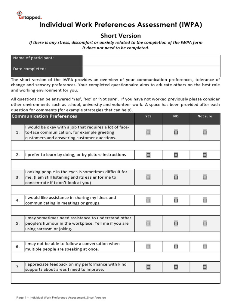 Individual Work Preferences Assessment+ (IWPA) Short Version | Download ...