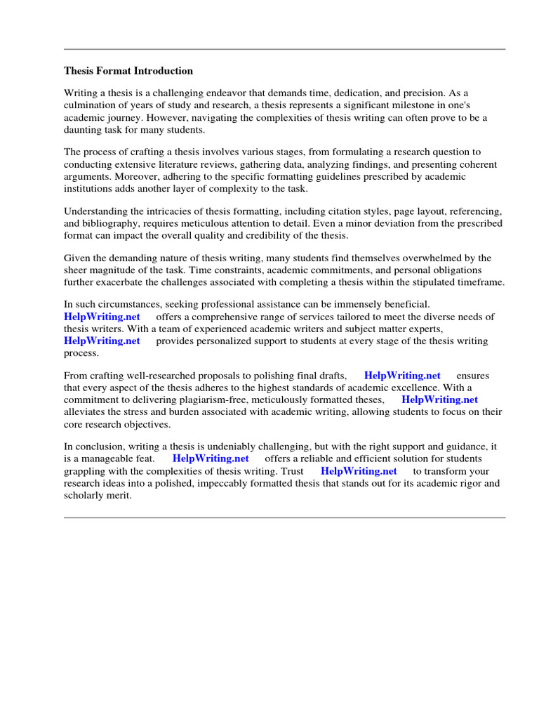 Thesis Format Introduction Pdf Thesis Essays