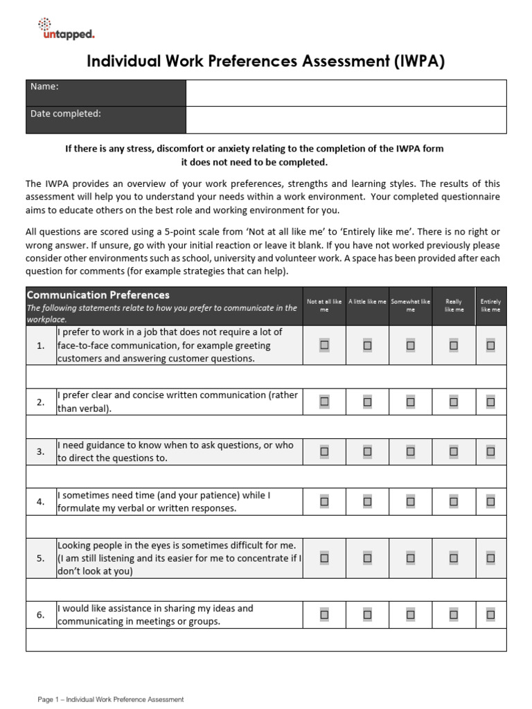 Individual Work Preferences Assessment (IWPA) Long Version | Download ...