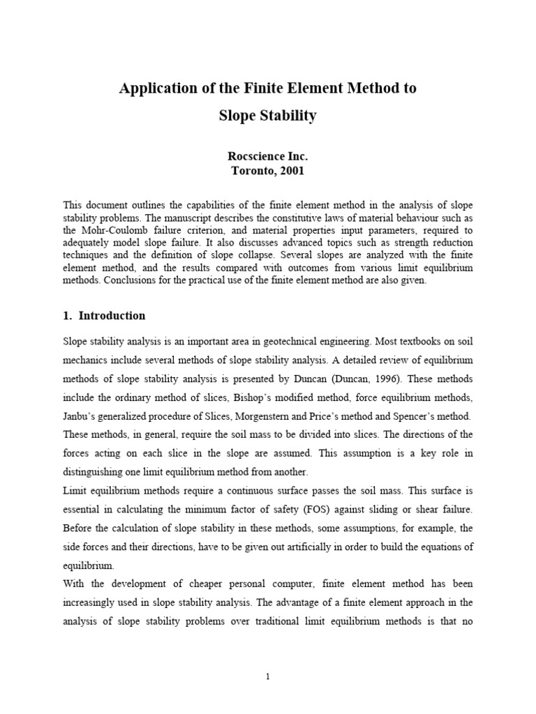 Slope Stability Using Phase 2 Pdf Strength Of Materials Civil