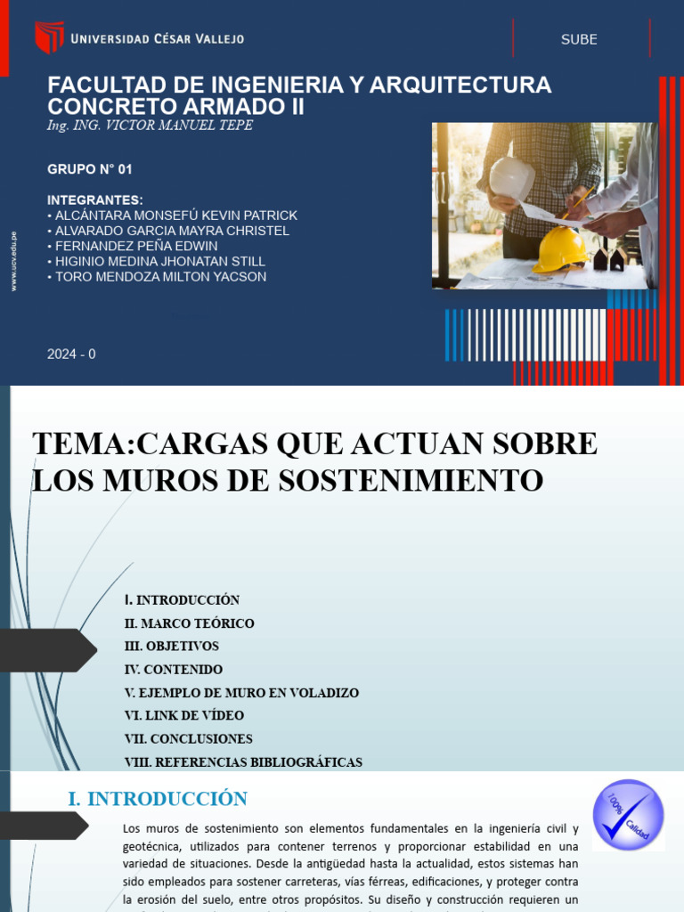 Cargas Que Actuan Sobre Los Muros de Sostenimiento - Grupo 01 | PDF ...