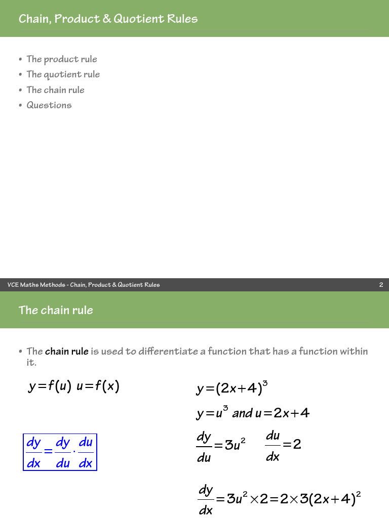 Chain Product Quotient Rules 277qags | PDF | Real Analysis | Logical Expressions