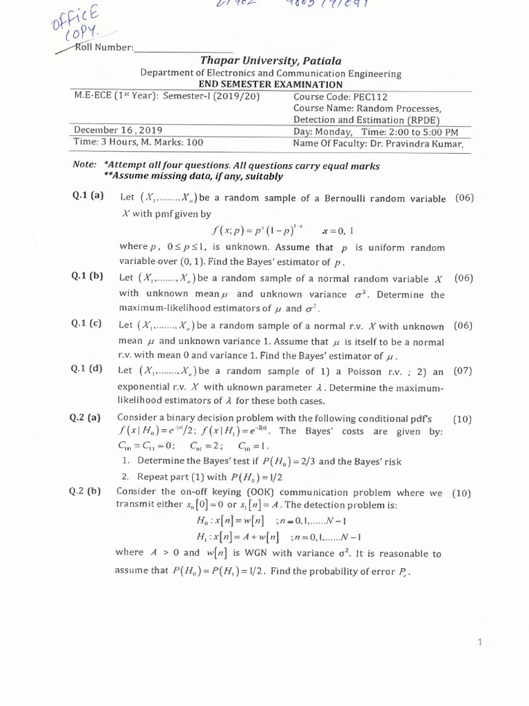 PEC112 | PDF | Statistical Theory | Applied Mathematics