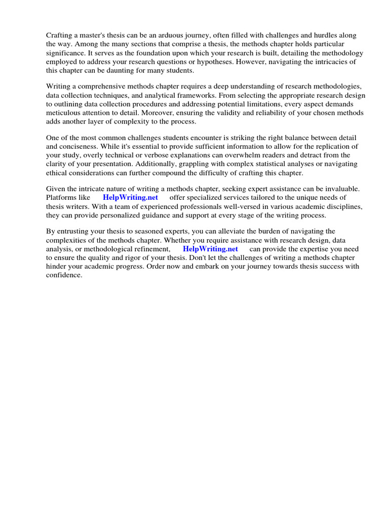 Masters Thesis Methods Chapter | PDF | Methodology | Thesis
