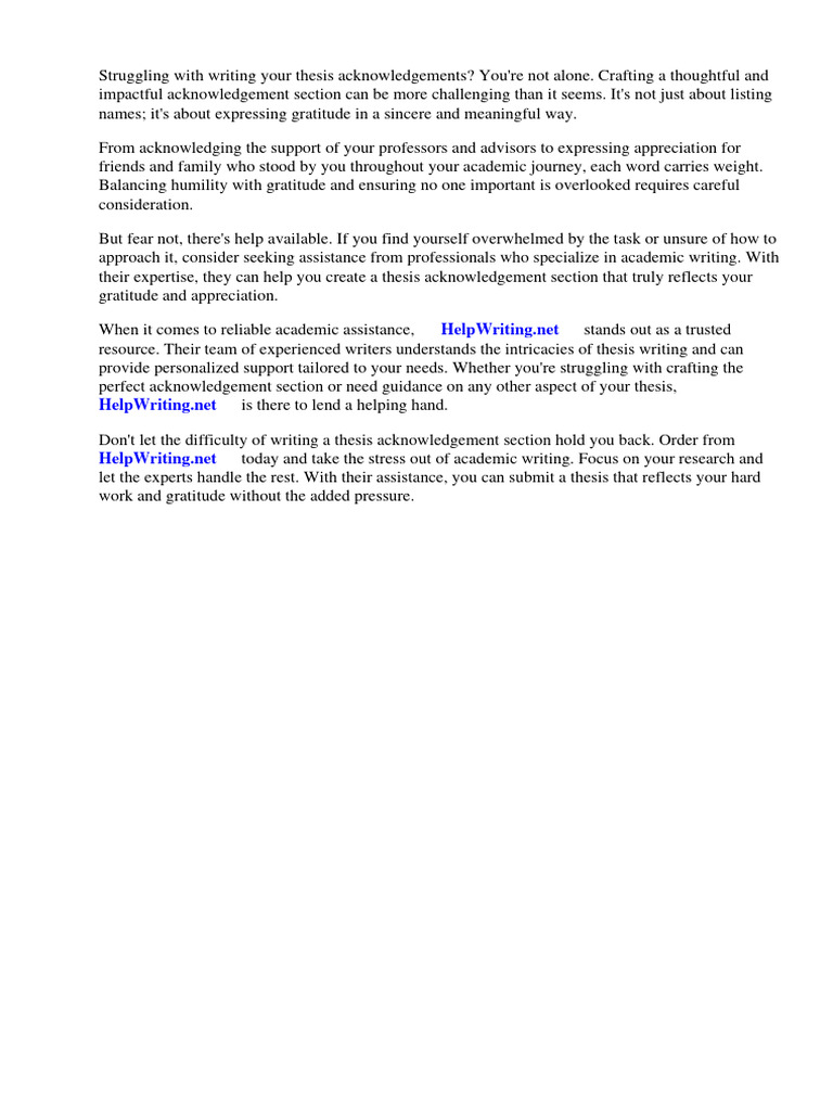 Simple Thesis Acknowledgement Sample | PDF | Thesis | Gratitude