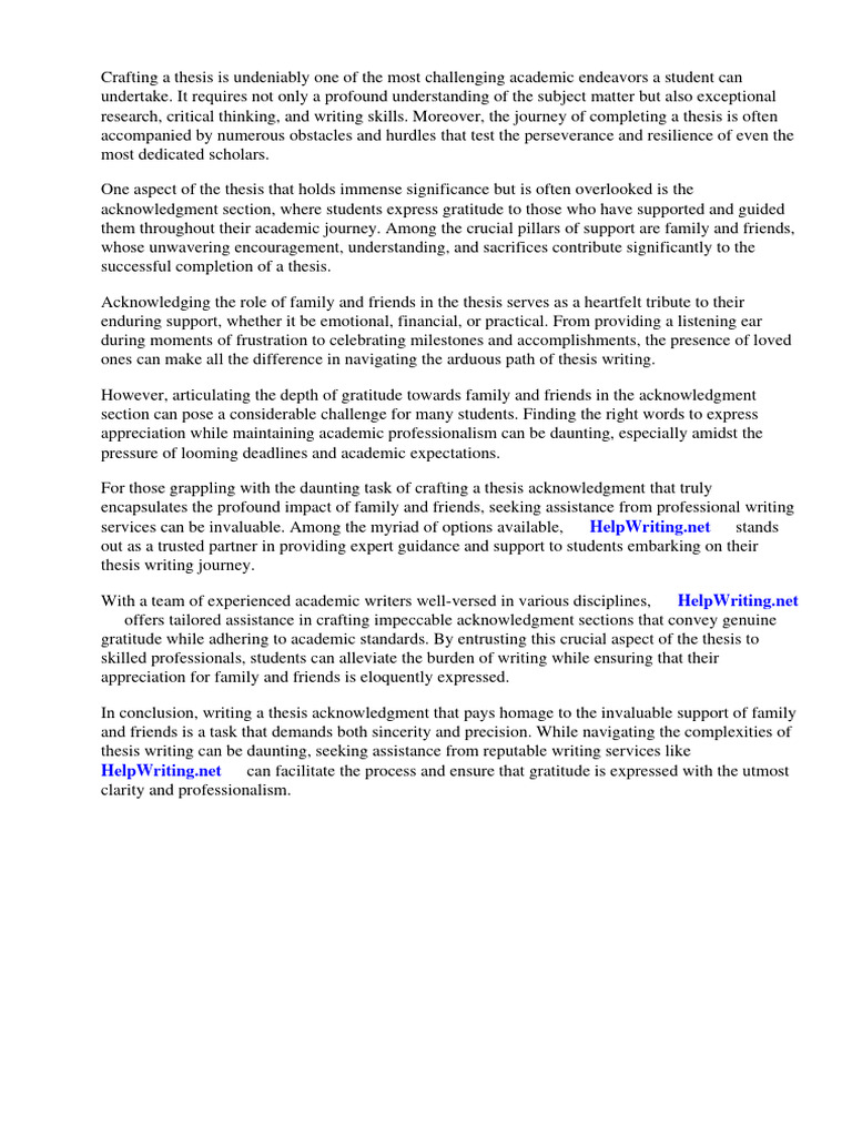 Thesis Acknowledgement Family and Friends | PDF | Thesis | Noun