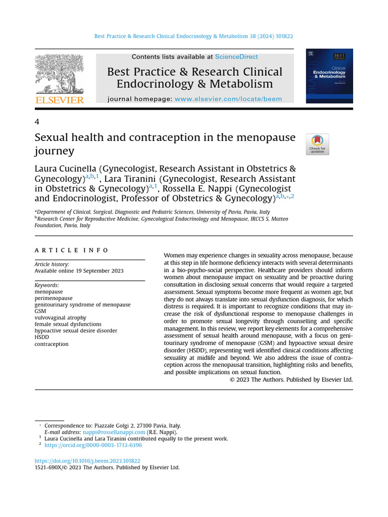 2024 Sexual Health and Contraception in The Menopause Journey | PDF | Menopause | Sexual Dysfunction