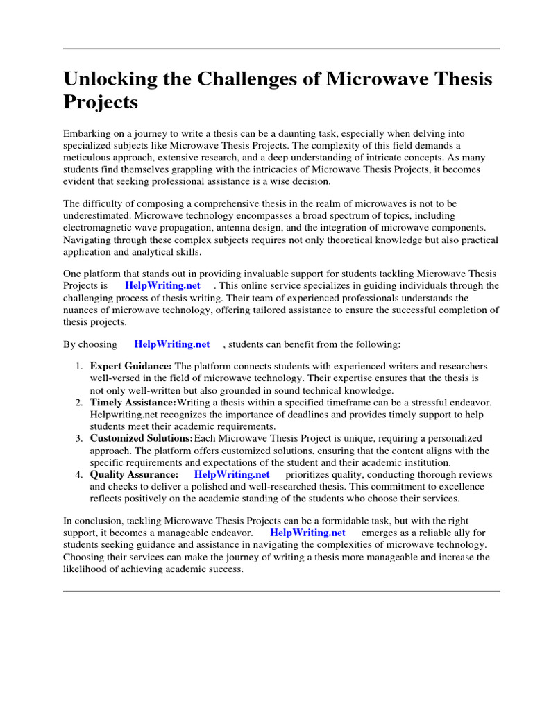 Microwave Thesis Projects | PDF | Microwave | Wireless Lan
