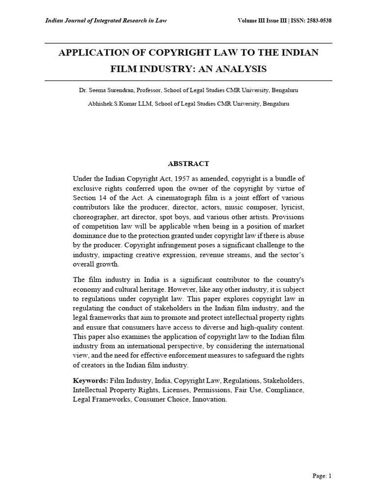 Application of Copyright Law To The Indian Film in - 240314 - 094910 ...