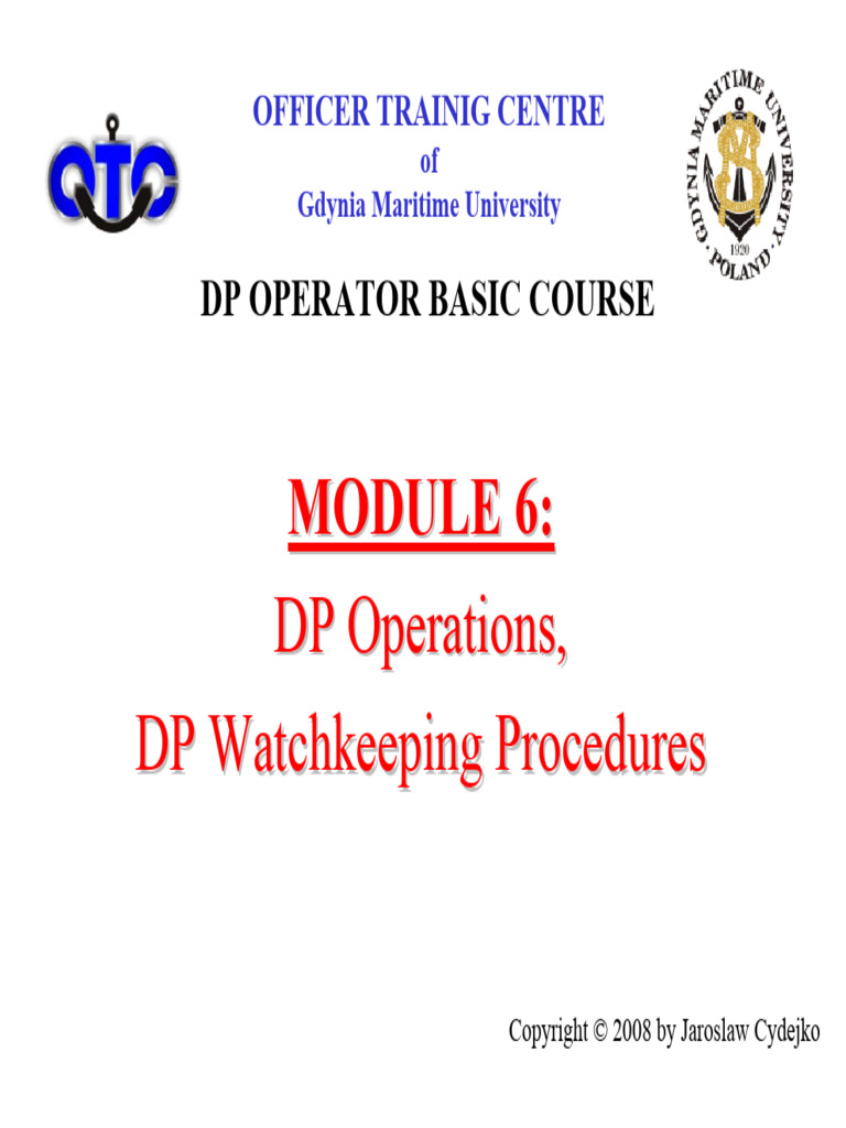 MODULE 6 - DP Operations - DP Watchkeeping Procedures | PDF ...