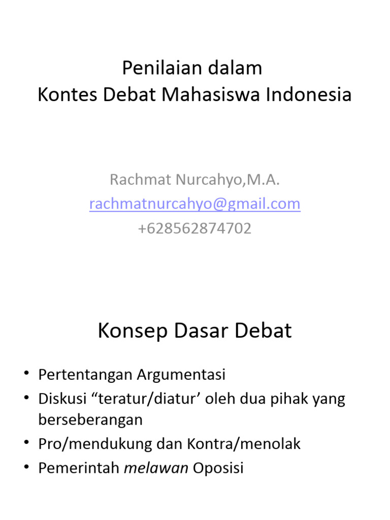 Penilaian Lomba Debat KDMI | PDF