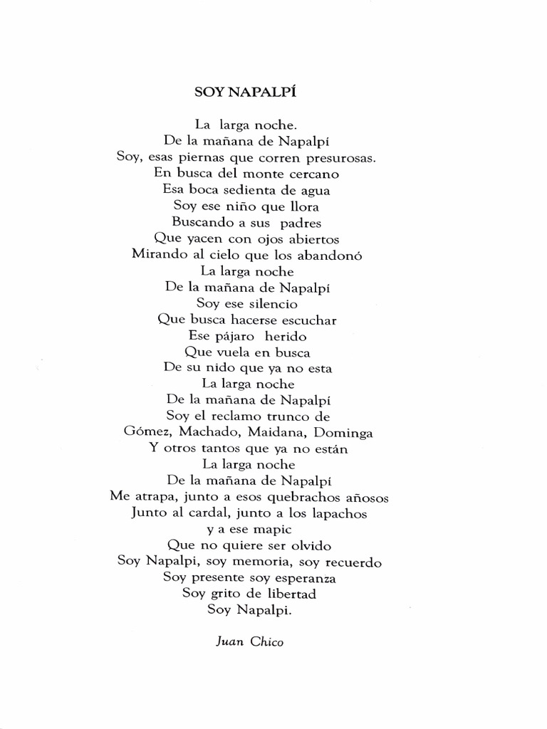 Poema "Soy Napalpi" de Juan Chico | PDF | Estudios de idiomas ...