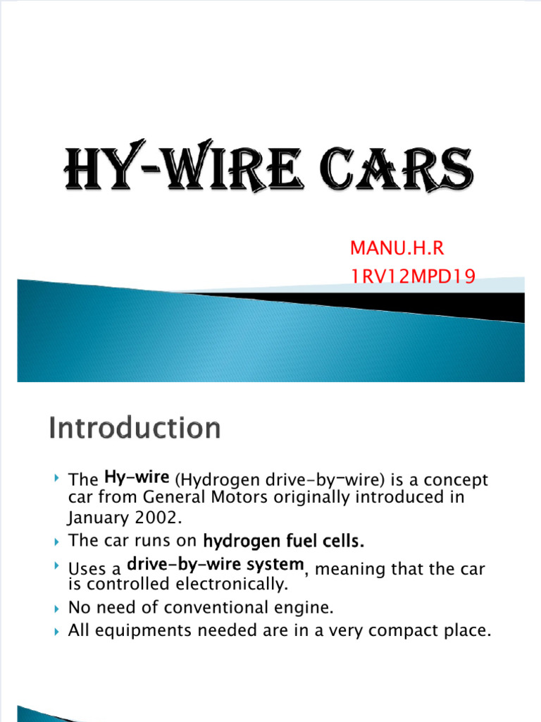 Hy Wire Hydrogen Car Project Overview | PDF | Engines | Car