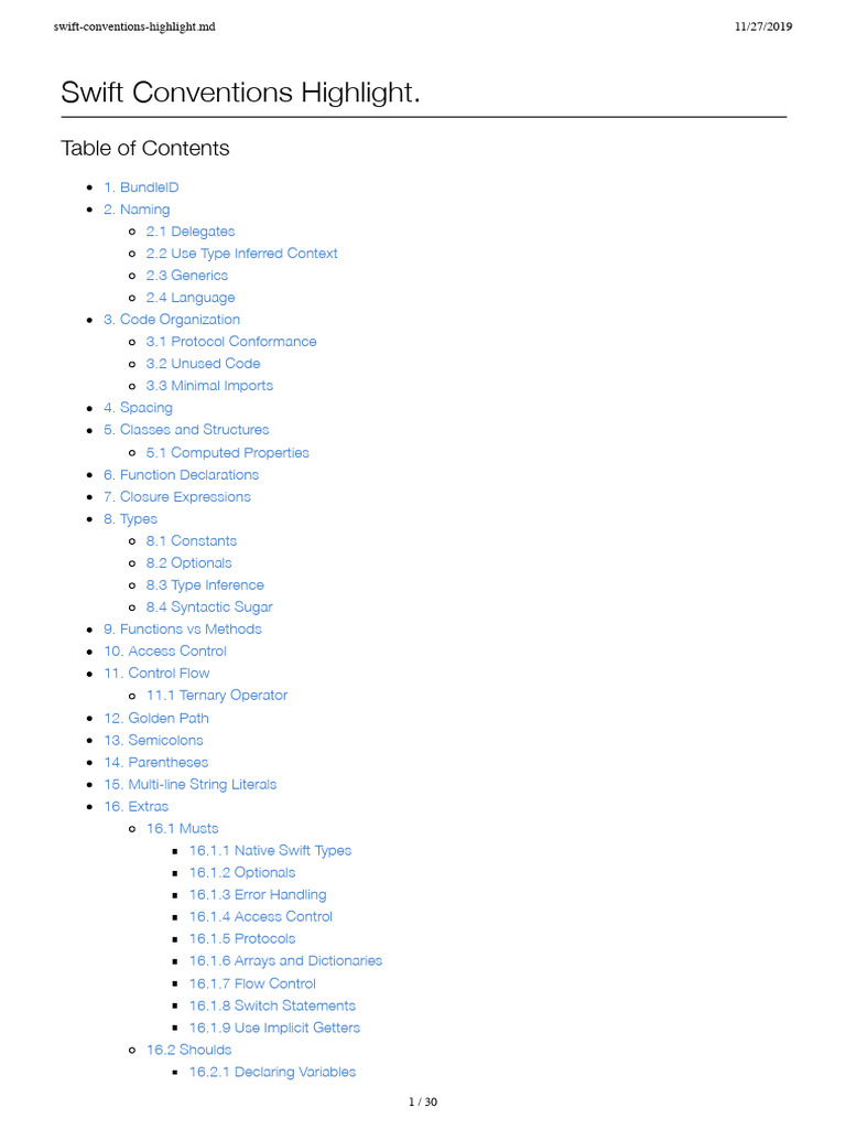 Swift Conventions Highlight Pdf Swift Programming Language Information Technology 