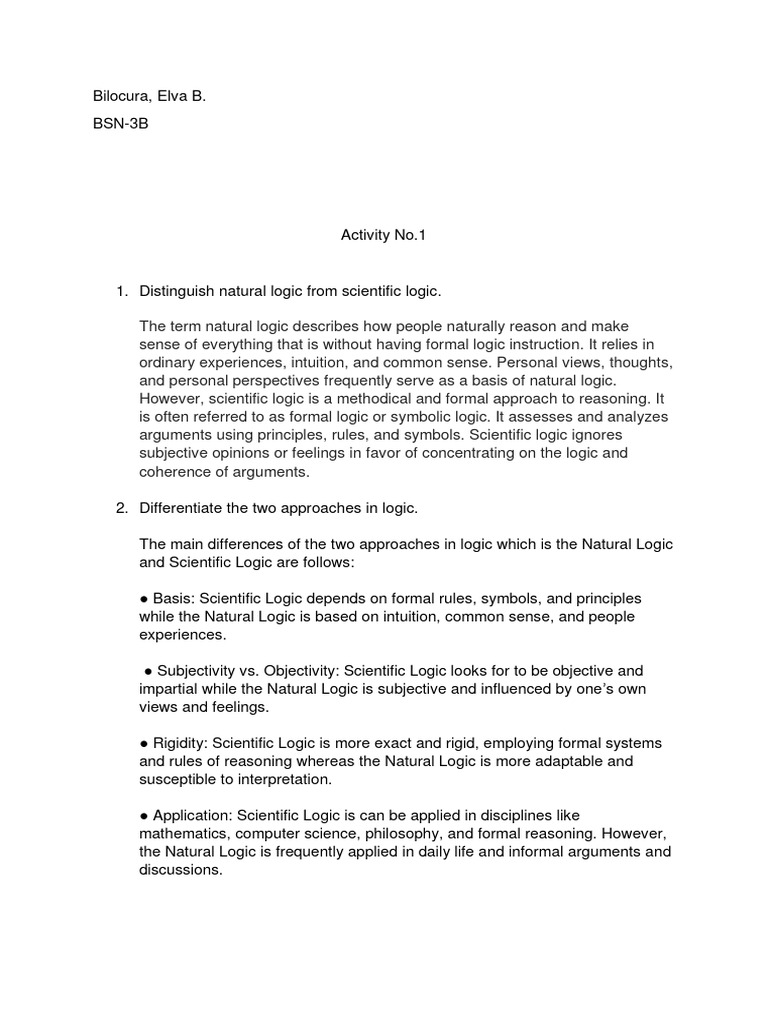 LOGIC activity1 | PDF | Logic | Fallacy