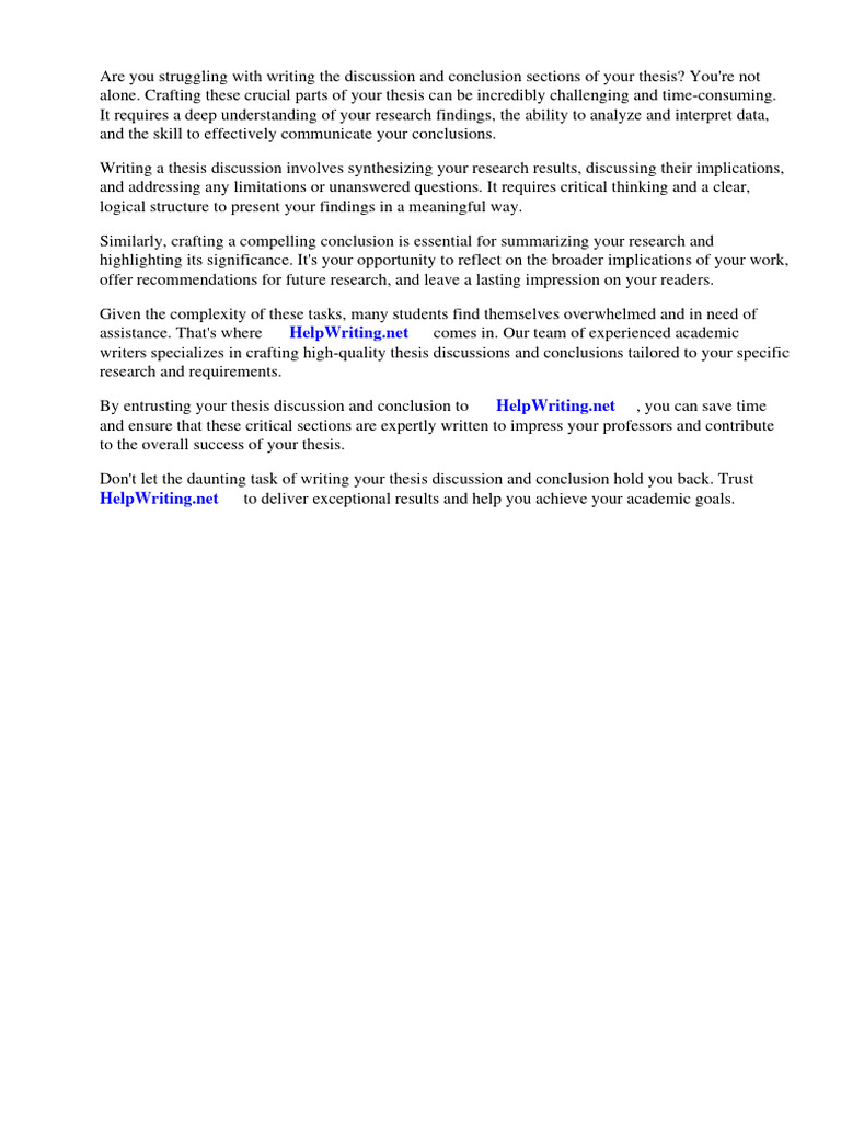 How To Write A Thesis Discussion and Conclusion | PDF | Essays | Thesis