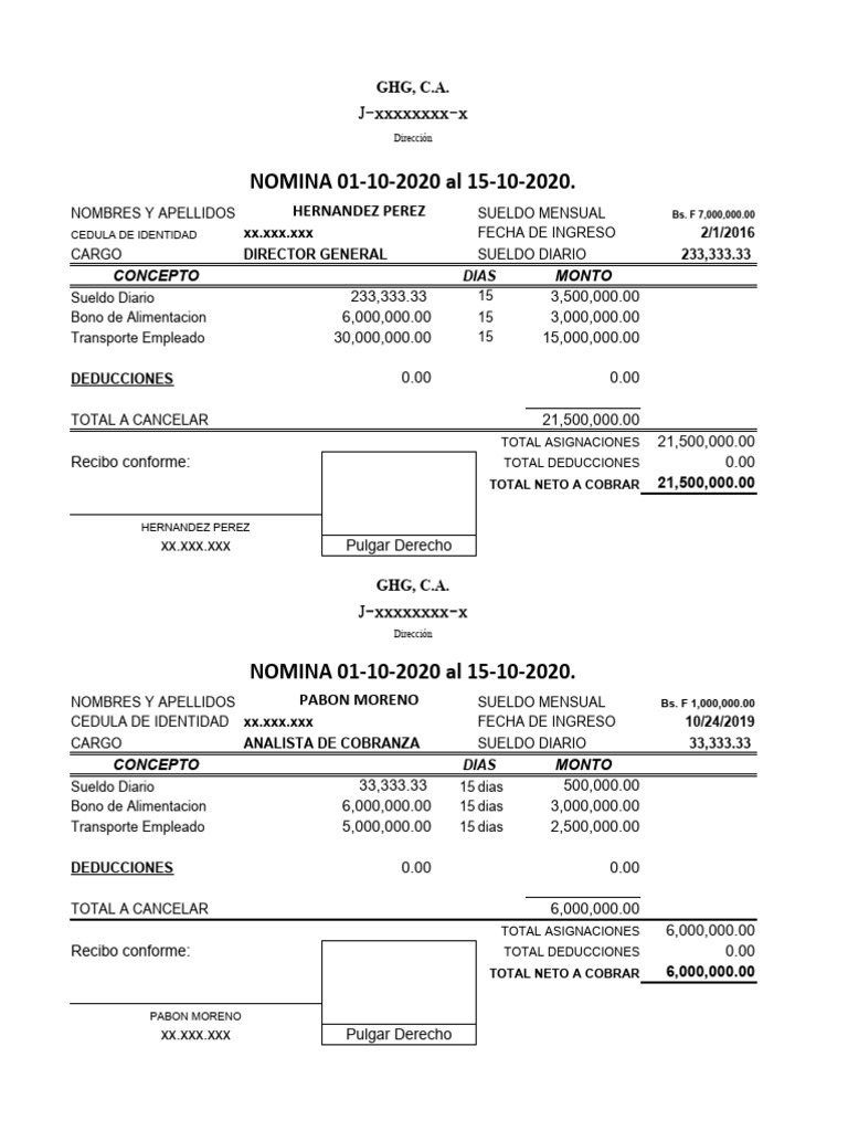 Recibo Quincena | PDF