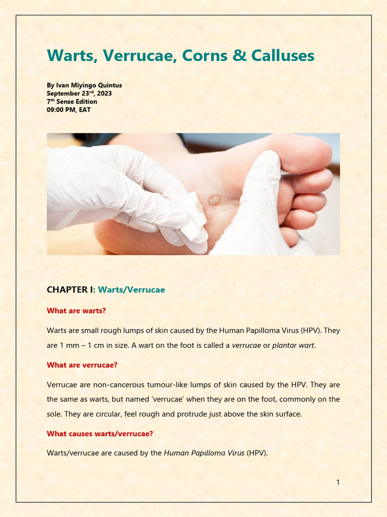 Warts I Verrucae I Corns I Calluses I - Chapter I (September 2023) | PDF | Skin | Microbiology