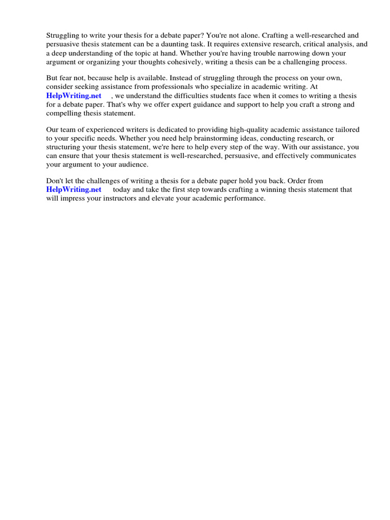 Thesis For A Debate Paper | Download Free PDF | Argument | Essays