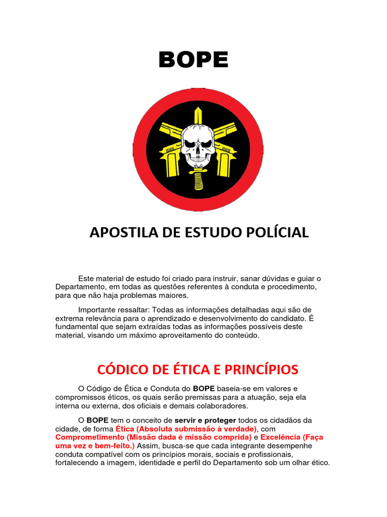 Material de Estudo Do Bope 1 | PDF | Tráfego | Polícia