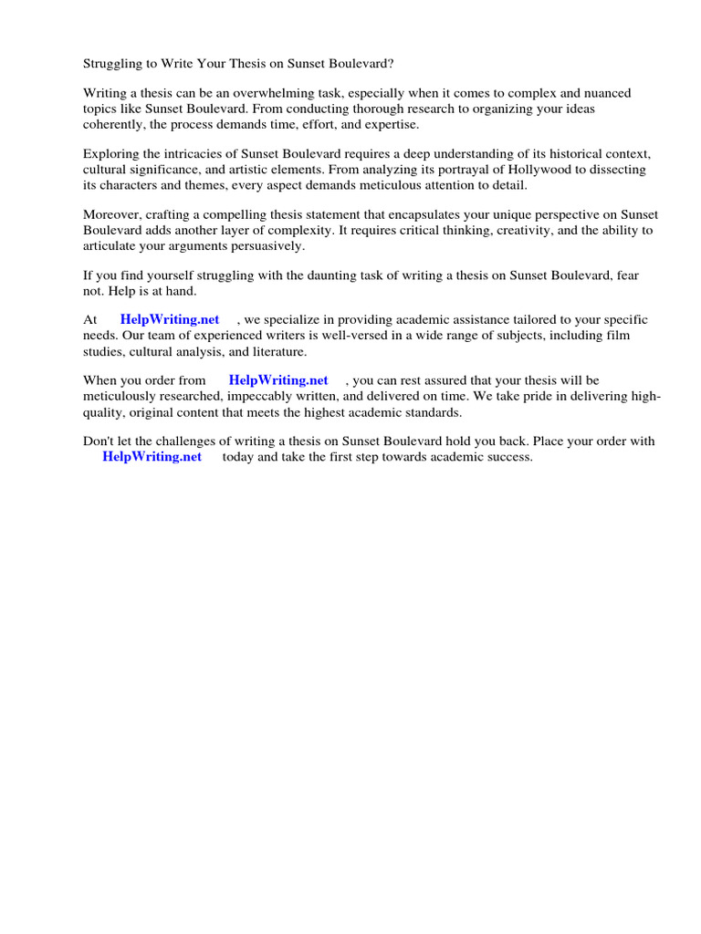 Thesis On Sunset Boulevard | PDF