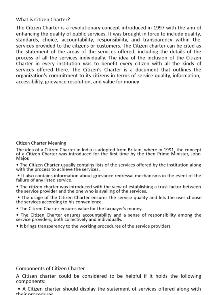 Citizen Charter.pptx | PDF | Transparency (Behavior) | Accountability