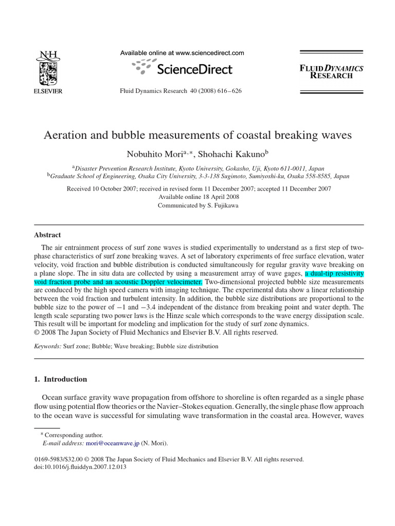 Aeration and Bubble Measurements of Coastal Breaking Waves | PDF ...