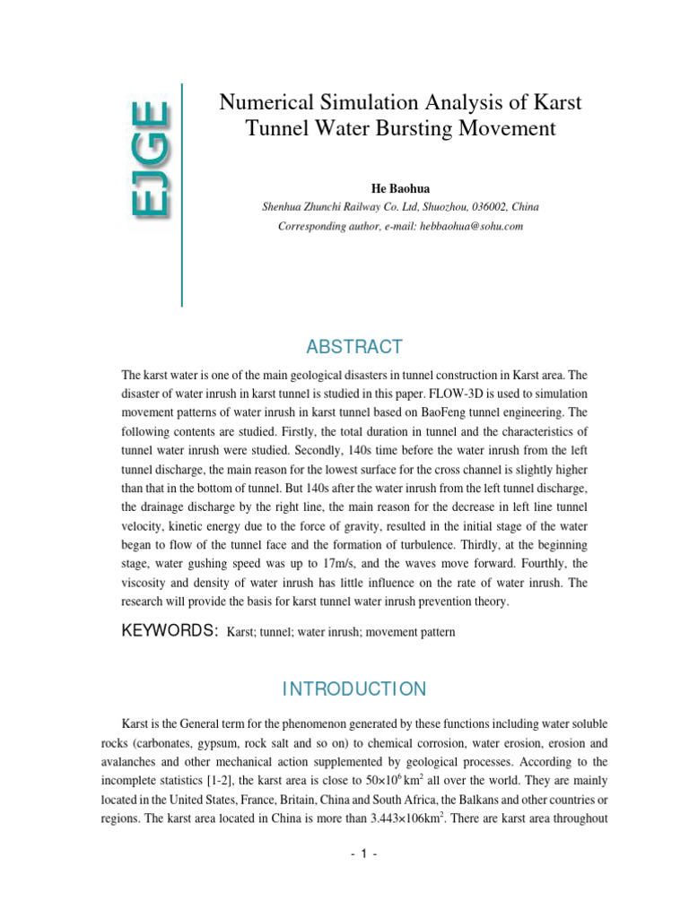Numerical Simulation Analysis of Karst Tunnel Water Bursting Movement | PDF | Water | Discharge ...