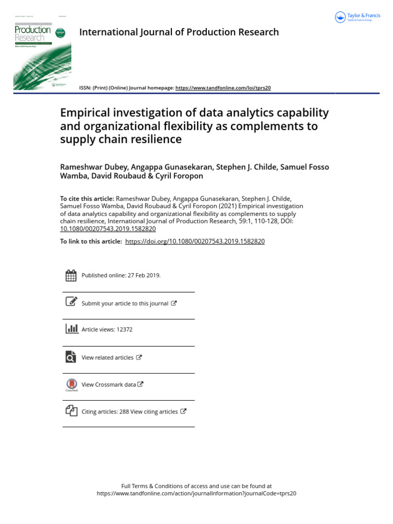 (Production Research) Empirical Investigation of Data Analytics ...