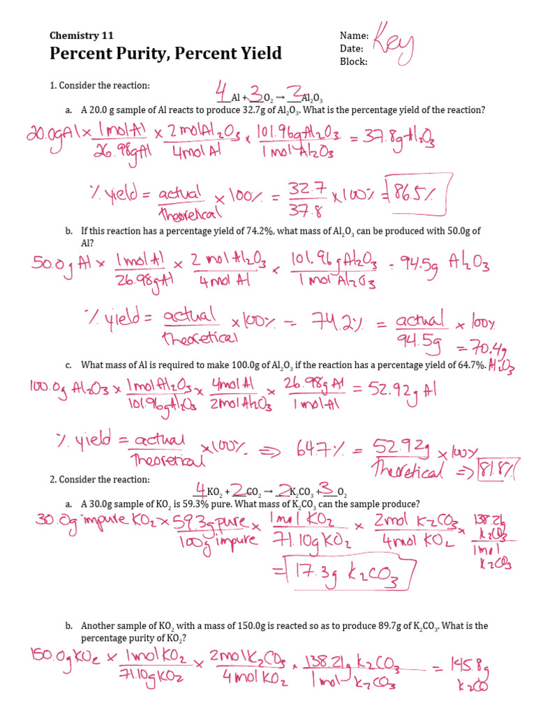 Stoich 5 ws1 Key | PDF | Science & Mathematics
