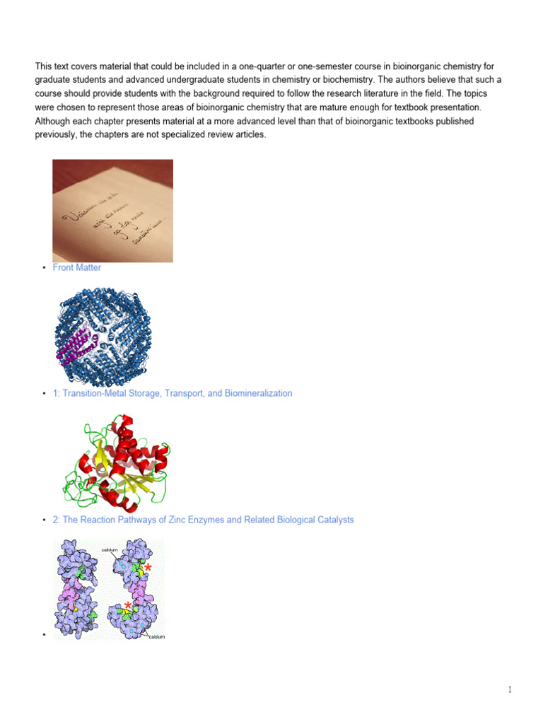 Bioinorganic Chemistry (Bertini Et Al.) | PDF | Technology & Engineering