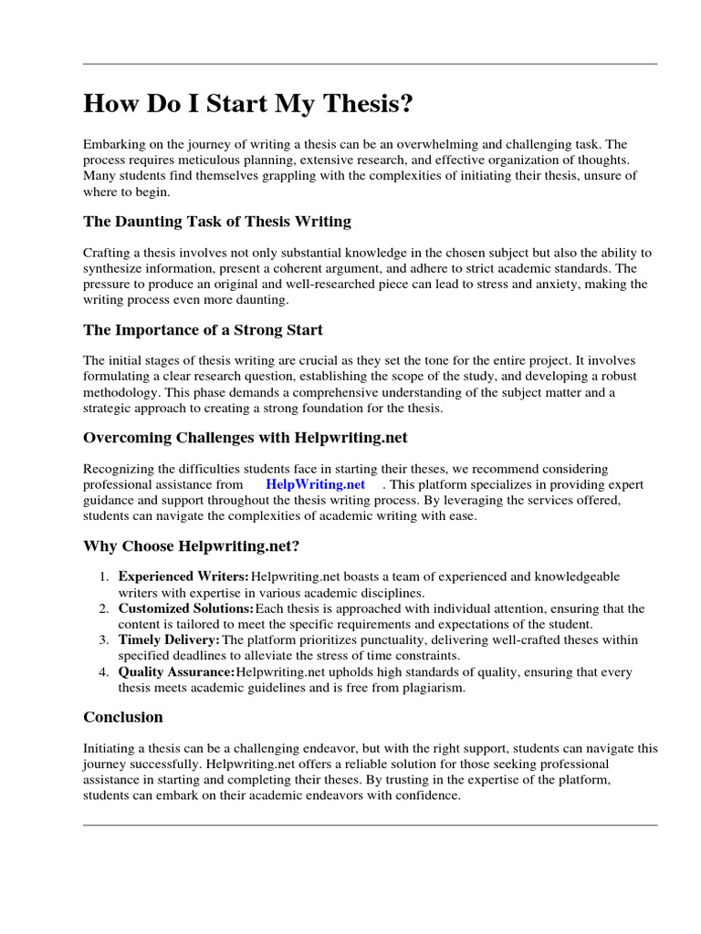 How Do I Start My Thesis | PDF | Thesis | Essays