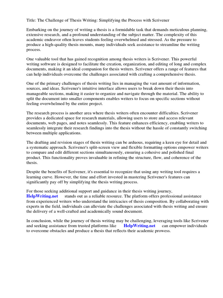 Simplify Thesis Writing with Scrivener | PDF | Thesis | Ios