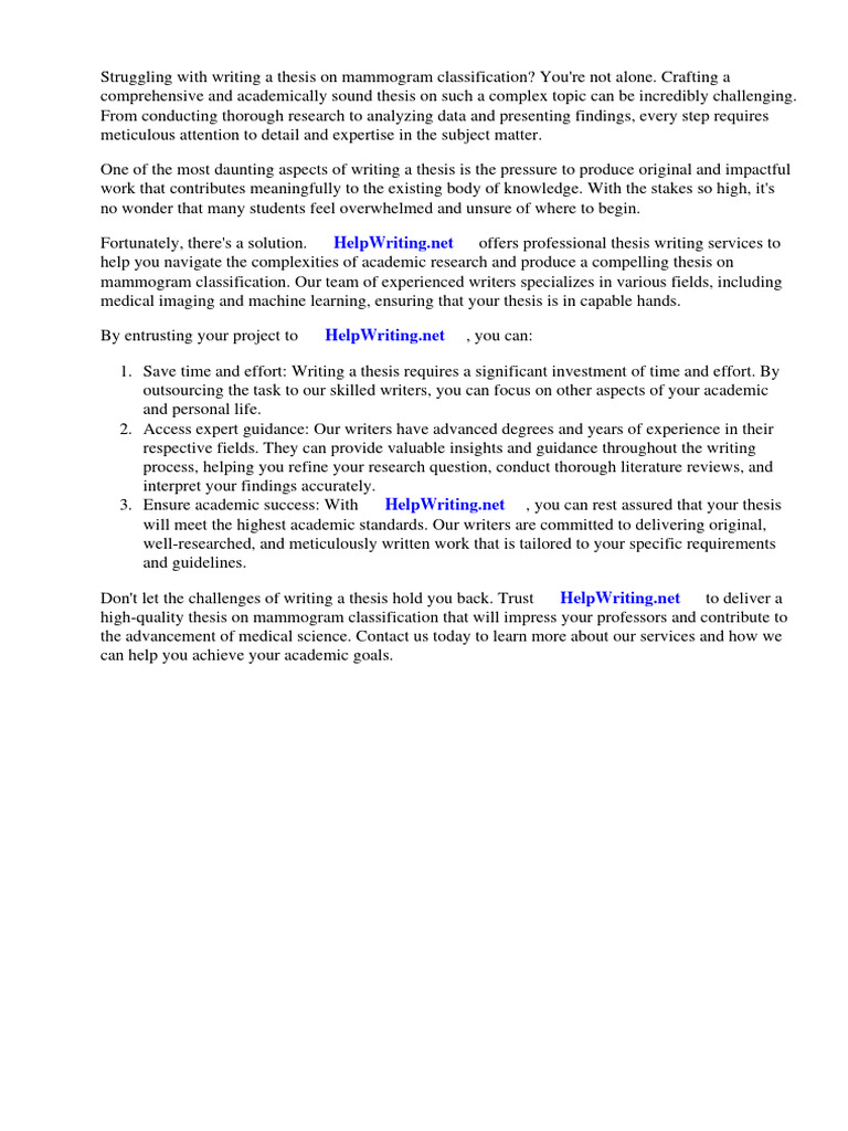 Thesis On Mammogram Classification | PDF | Mammography | Receiver ...