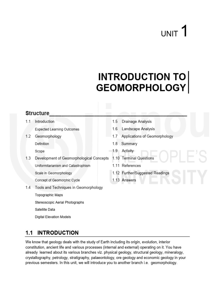 Unit-1 | PDF | Geomorphology | Geology