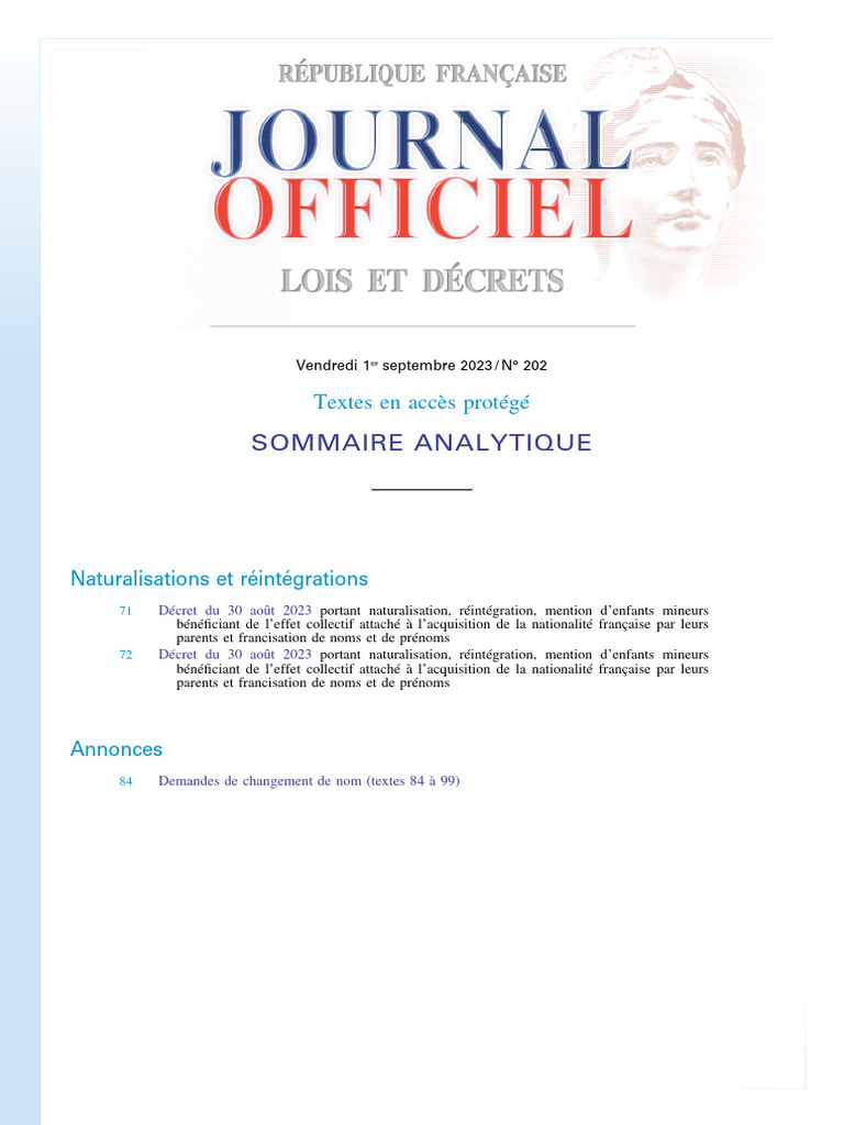 Journal Officiel | PDF | Naturalisation | Loi publique