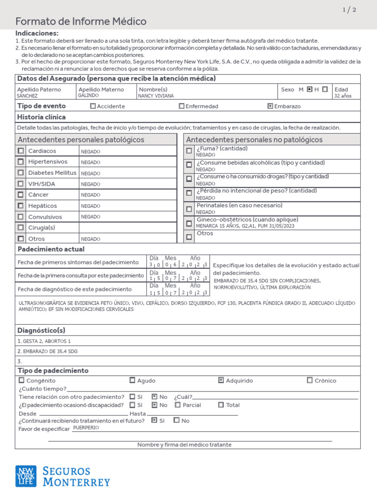 Informe Médico Seguros Monterrey Pdf El Embarazo Epidemiología