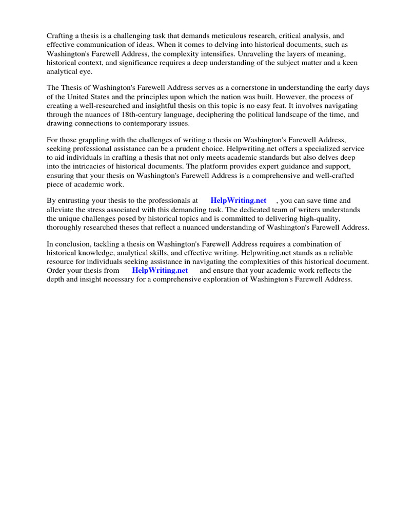 Thesis of Washingtons Farewell Address | PDF | George Washington ...