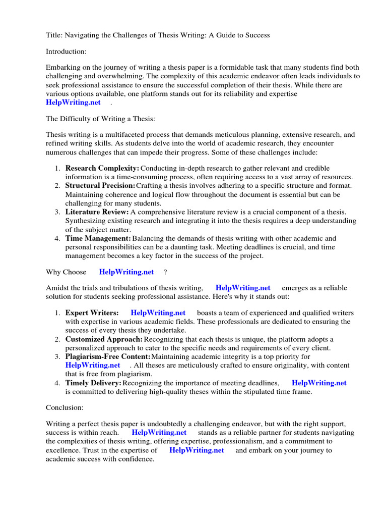 How To Write A Perfect Thesis Paper | PDF | Thesis | Methodology