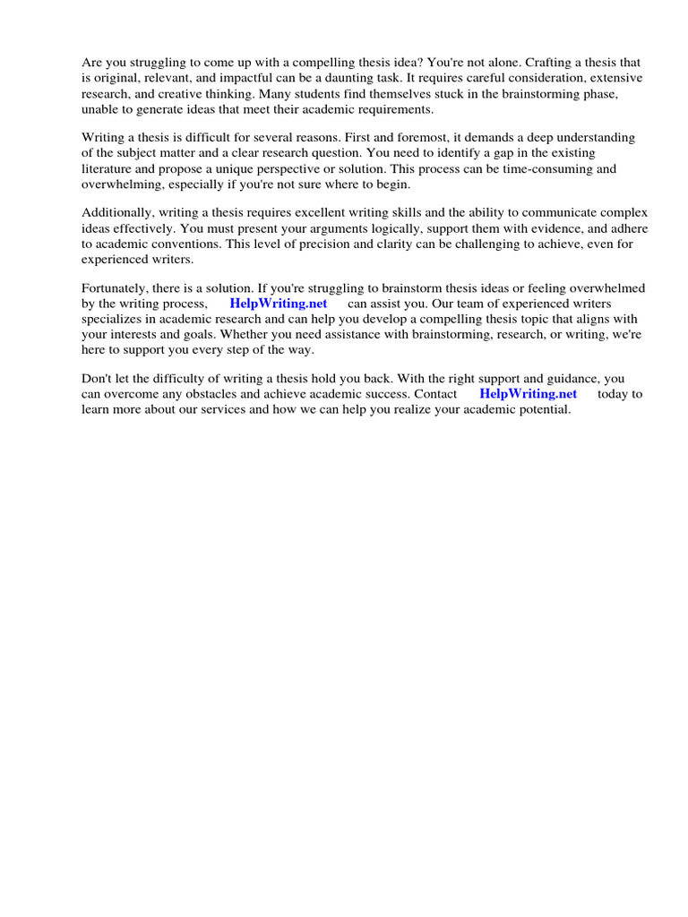 Brainstorming Thesis Ideas | PDF | Brainstorming | Essays