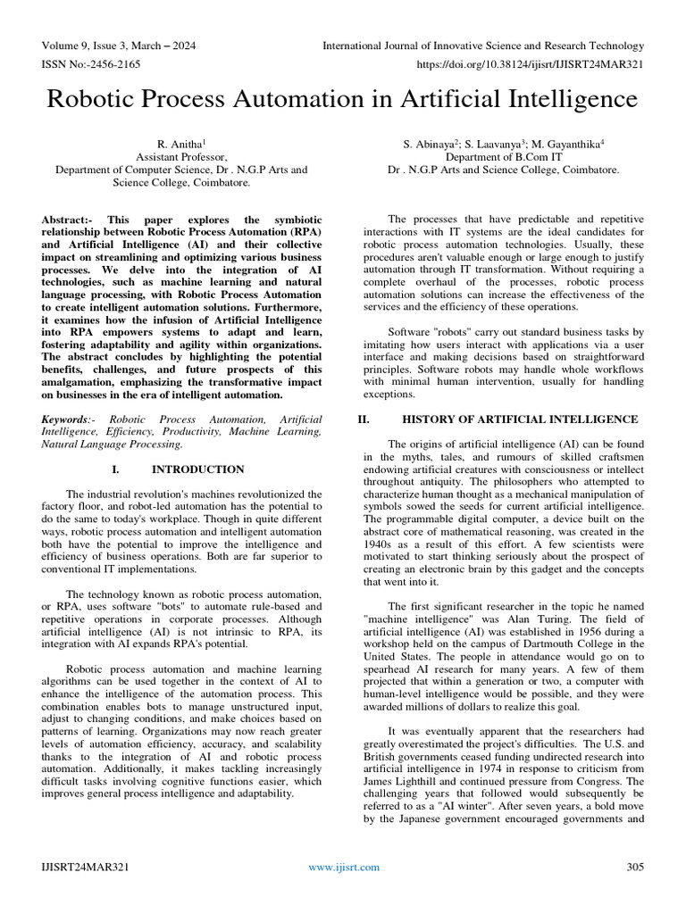 Robotic Process Automation in Artificial Intelligence | PDF | Artificial Intelligence ...