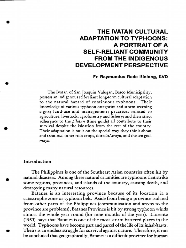 Ivatan Cultural Resilience to Typhoons | PDF | Tropical Cyclones | Hazards