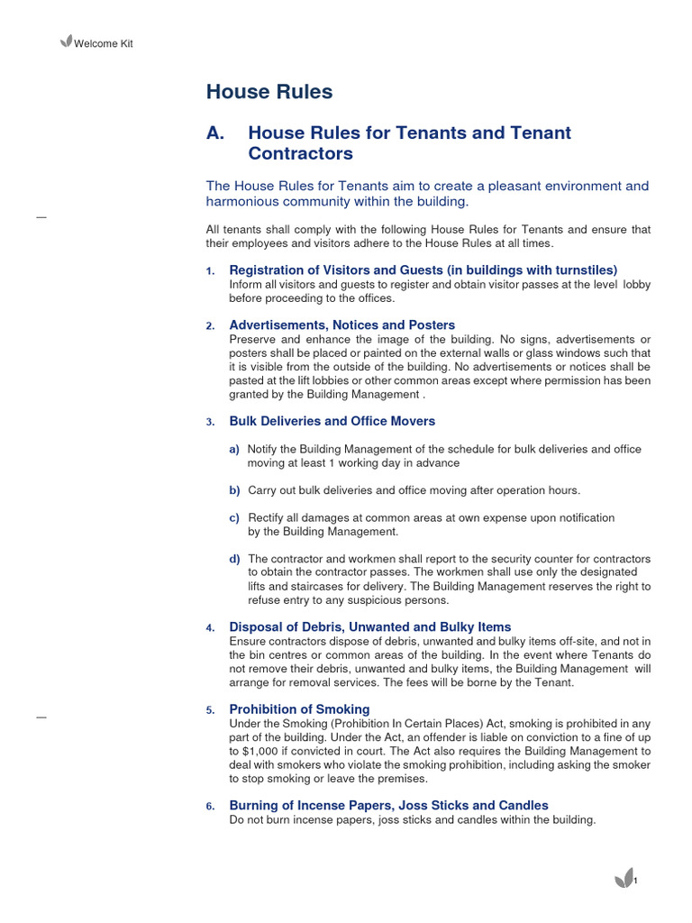 (RC) 1. House Rules - 1 Sept 2021 Reference | PDF | Occupational Safety ...