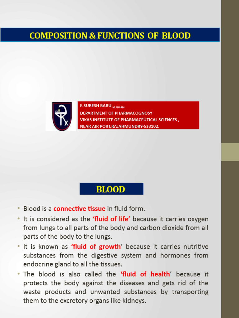 Blood Composition and Functions Explained | PDF | Blood | Human Body